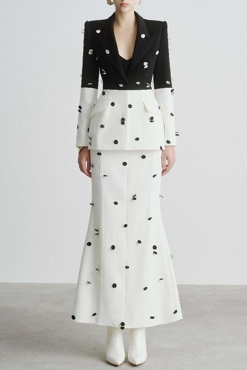Gana Sequin Dot Trumpet Blazer - White – Maison Celie